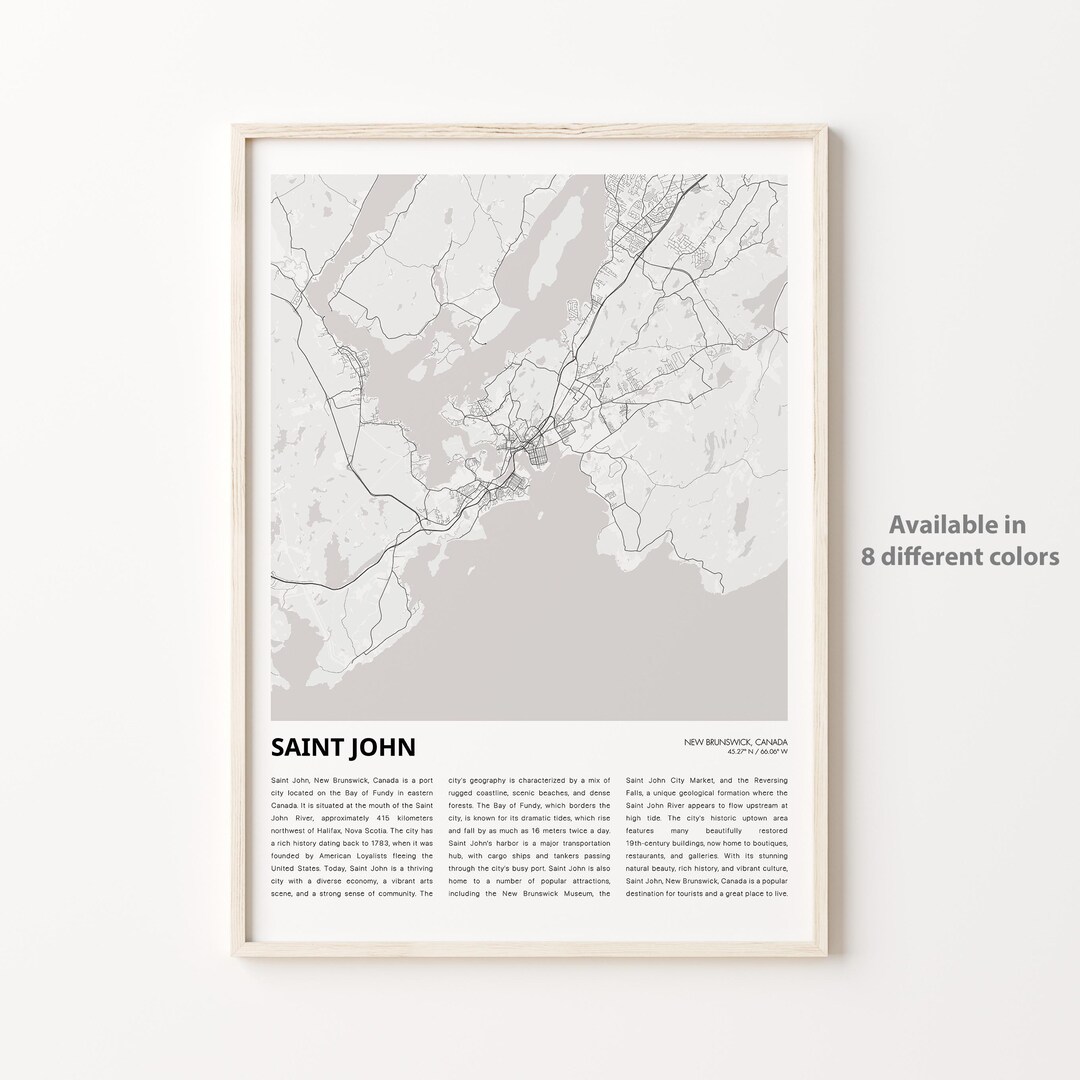Saint John Map Print, Saint John Travel Map, Saint John Wall Decor Art ...