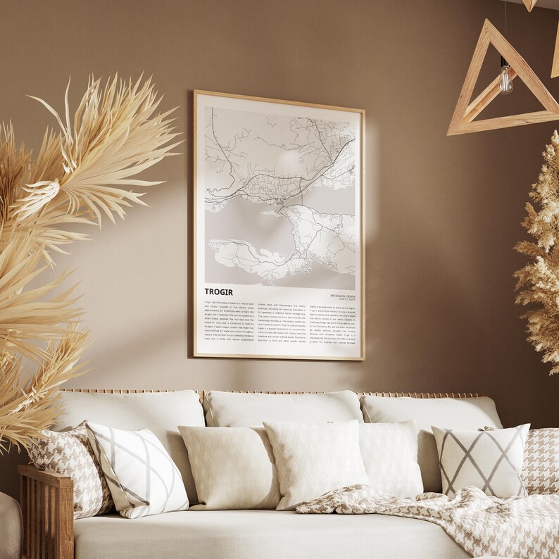 Trogir Map Print, Trogir Travel Map, Trogir Wall Decor Art, Trogir ...