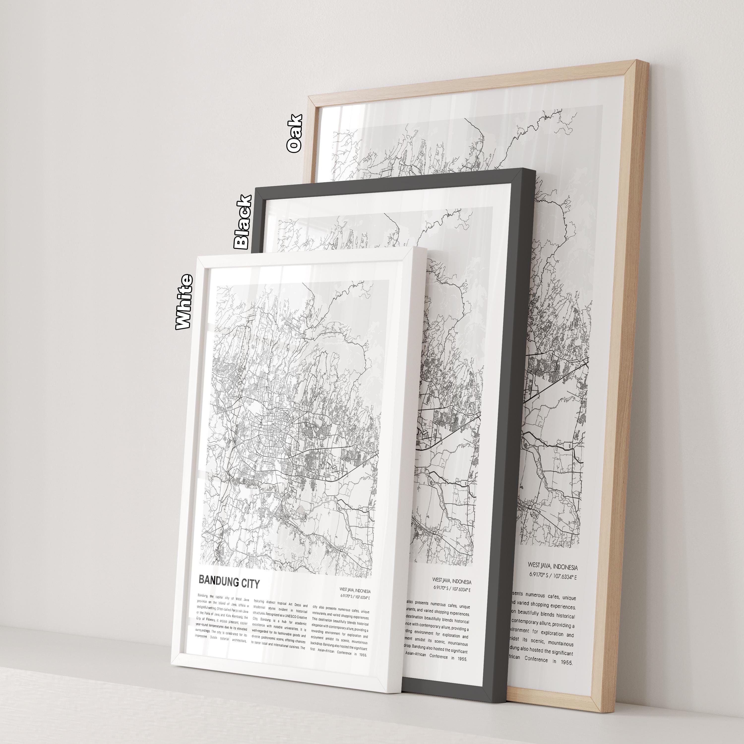 Bandung City Map Print, Bandung City Travel Map, Bandung City Wall ...