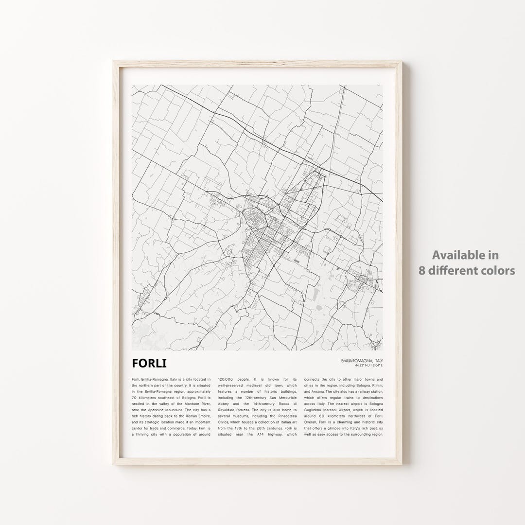 Forli Map Print, Forli Travel Map, Forli Wall Decor Art, Forli Emilia ...