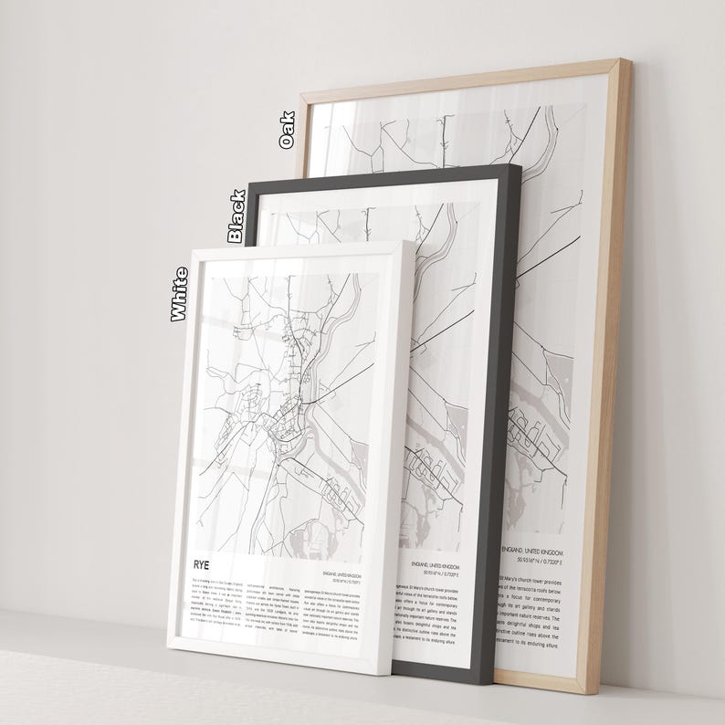 Rye Map Print, Rye Travel Map, Rye Wall Decor Art, Rye England ...