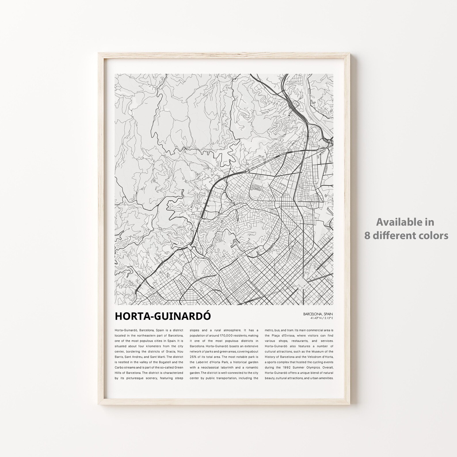 Horta-guinardó Map Print, Horta-guinardó Travel Map, Horta-guinardó ...