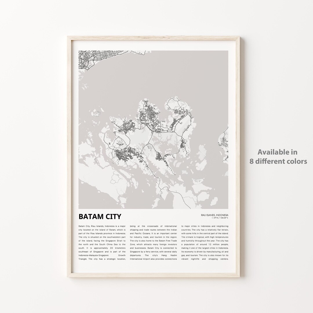 Batam City Map Print, Batam City Travel Map, Batam City Wall Decor Art ...