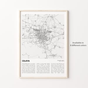Celaya Map Print, Celaya Travel Map, Celaya Wall Decor Art, Celaya ...