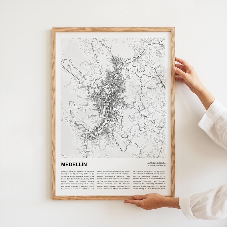 Medellín Map Print, Medellín Travel Map, Medellín Wall Decor Art ...