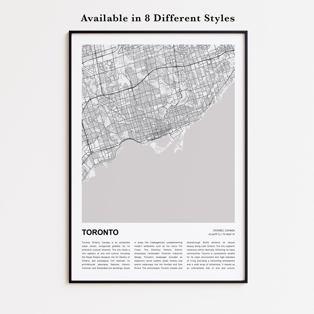 Toronto Map Print, Toronto Travel Map, Toronto Wall Decor Art, Toronto ...