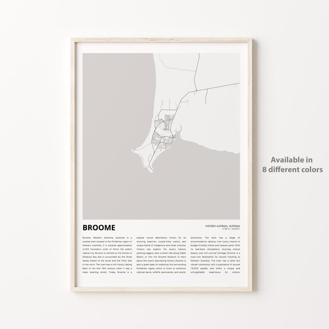 Broome Map Print, Broome Travel Map, Broome Wall Decor Art, Broome ...