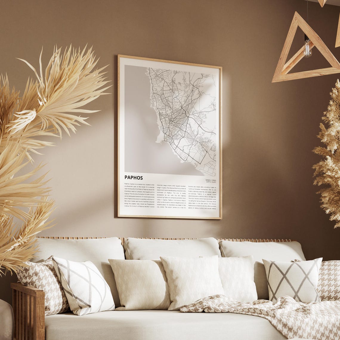 Paphos Map Print, Paphos Travel Map, Paphos Wall Decor Art, Paphos ...