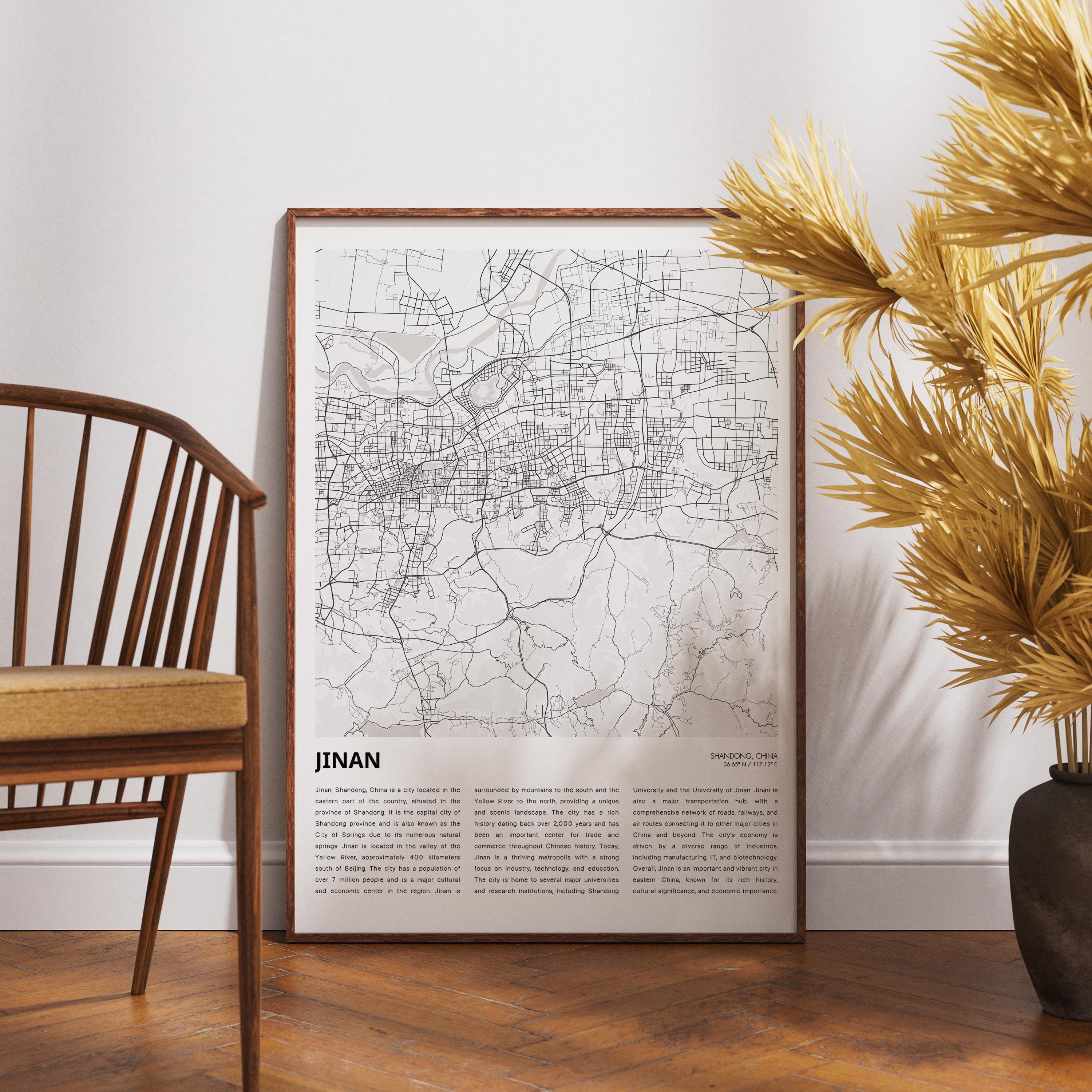 Jinan Map Print, Jinan Travel Map, Jinan Wall Decor Art, Jinan Shandong ...