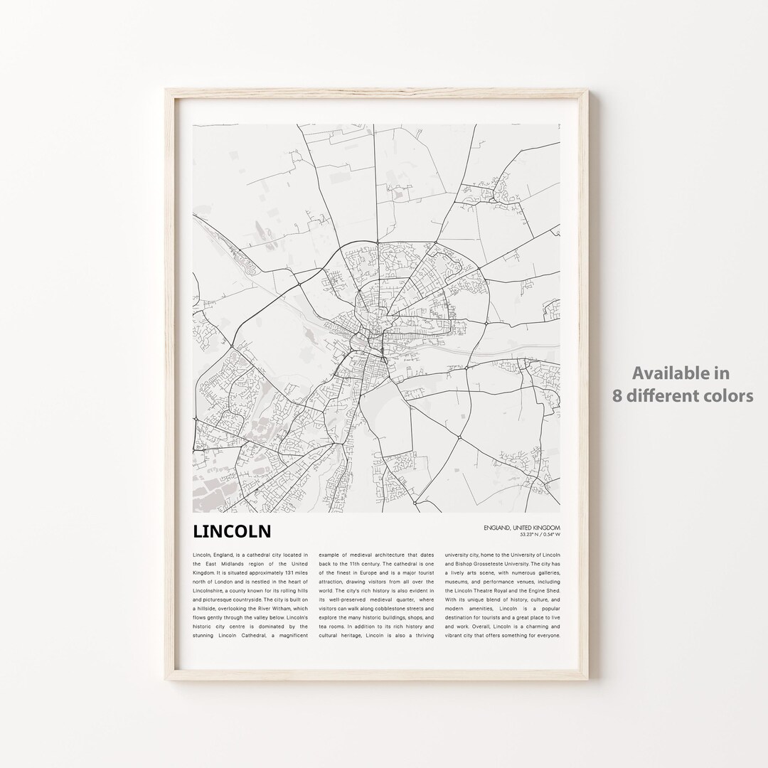 Lincoln Map Print, Lincoln Travel Map, Lincoln Wall Decor Art, Lincoln ...
