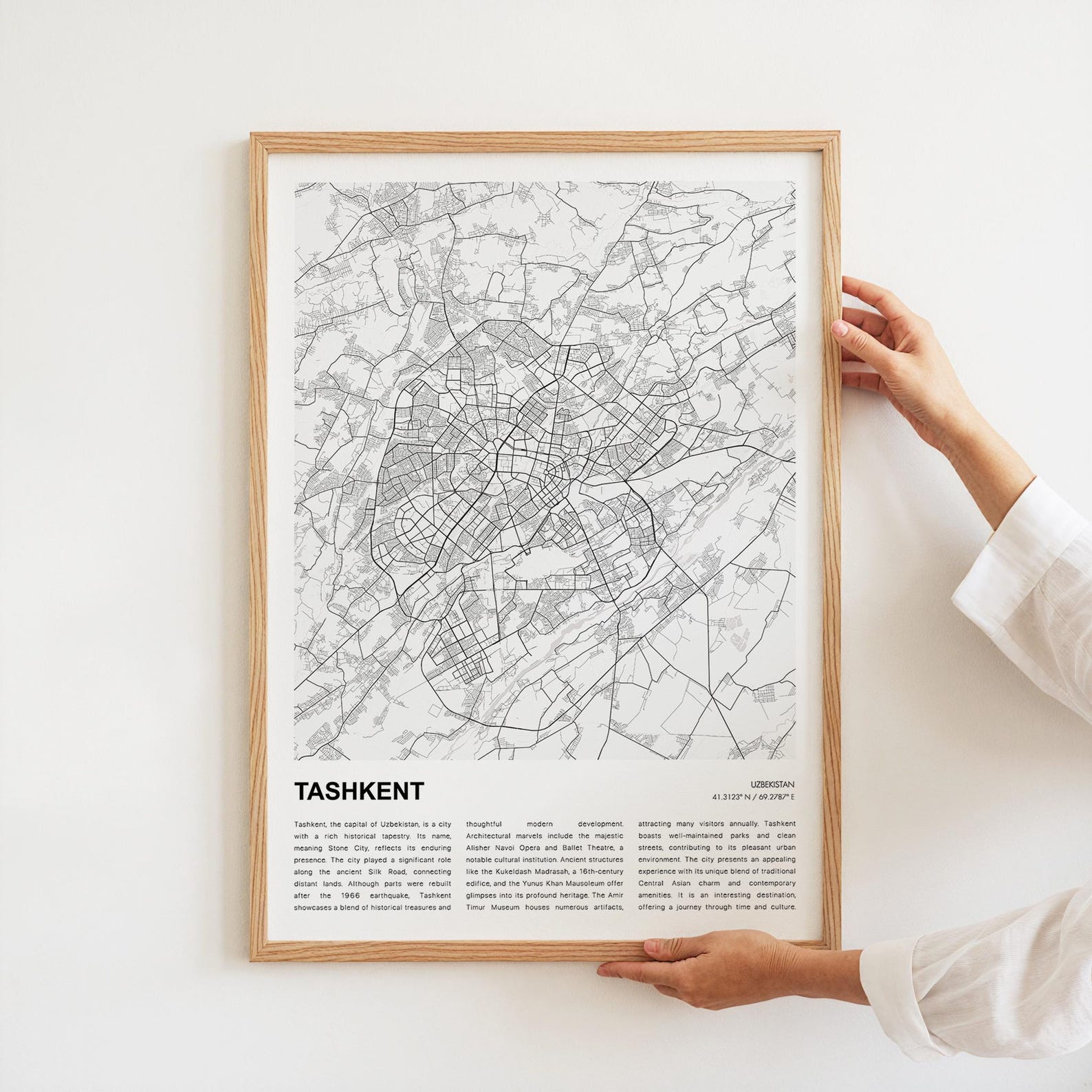 Tashkent Map Print, Tashkent Travel Map, Tashkent Wall Decor Art ...