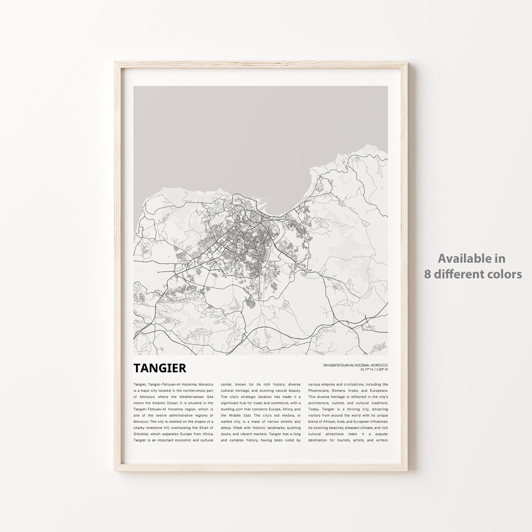 Tangier Map Print, Tangier Travel Map, Tangier Wall Decor Art, Tangier ...