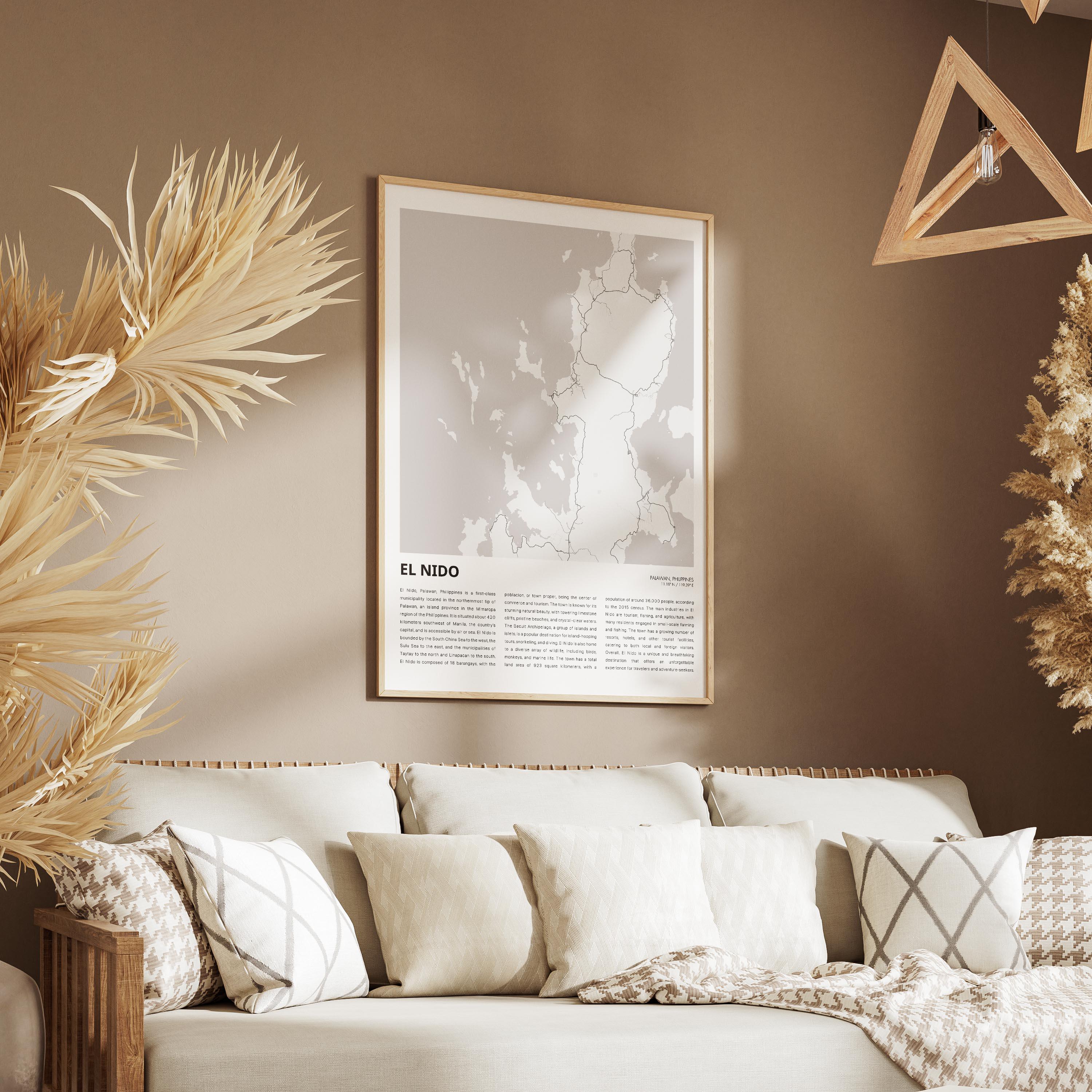 El Nido Map Print, El Nido Travel Map, El Nido Wall Decor Art, El Nido ...