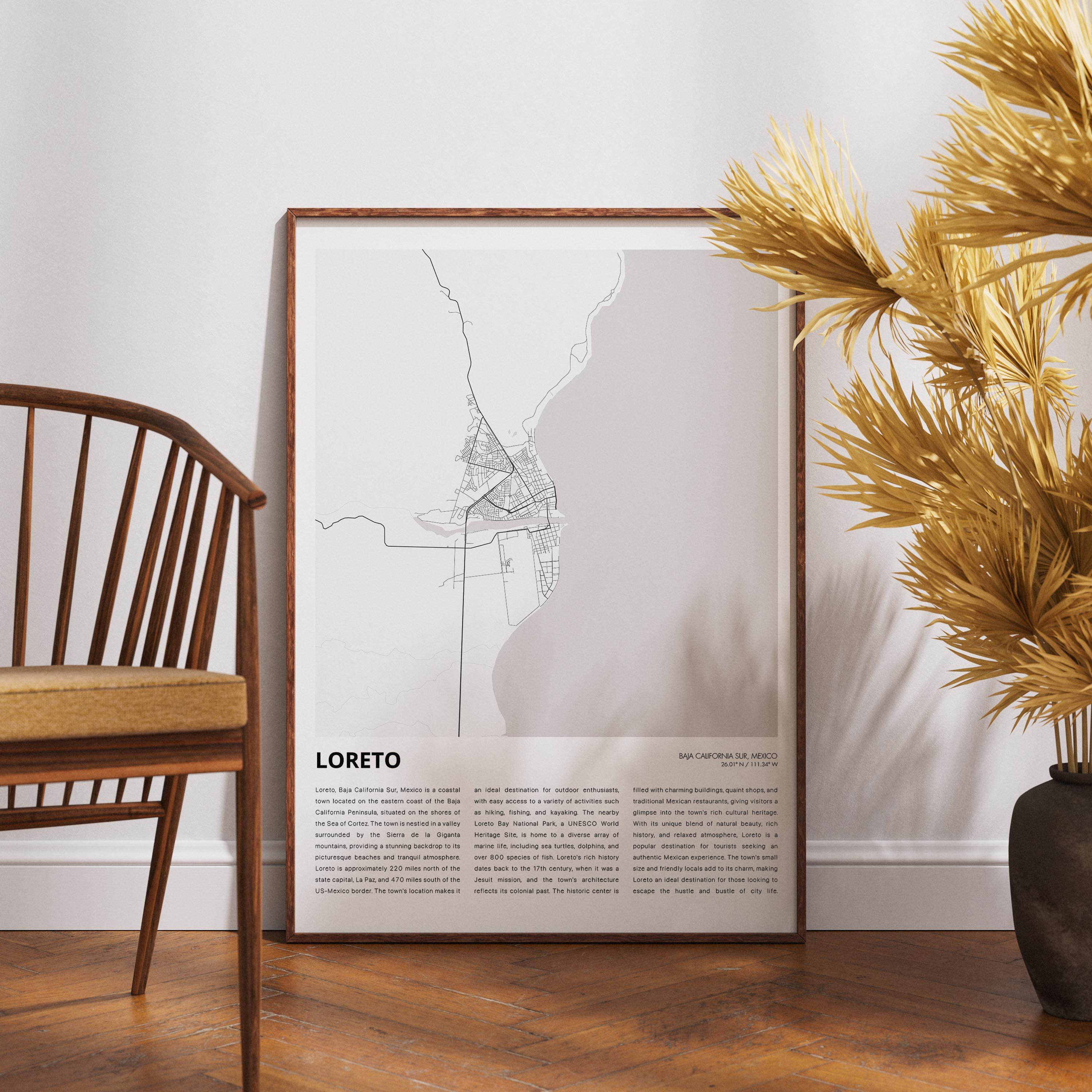 Loreto Map Print, Loreto Travel Map, Loreto Wall Decor Art, Loreto Baja ...