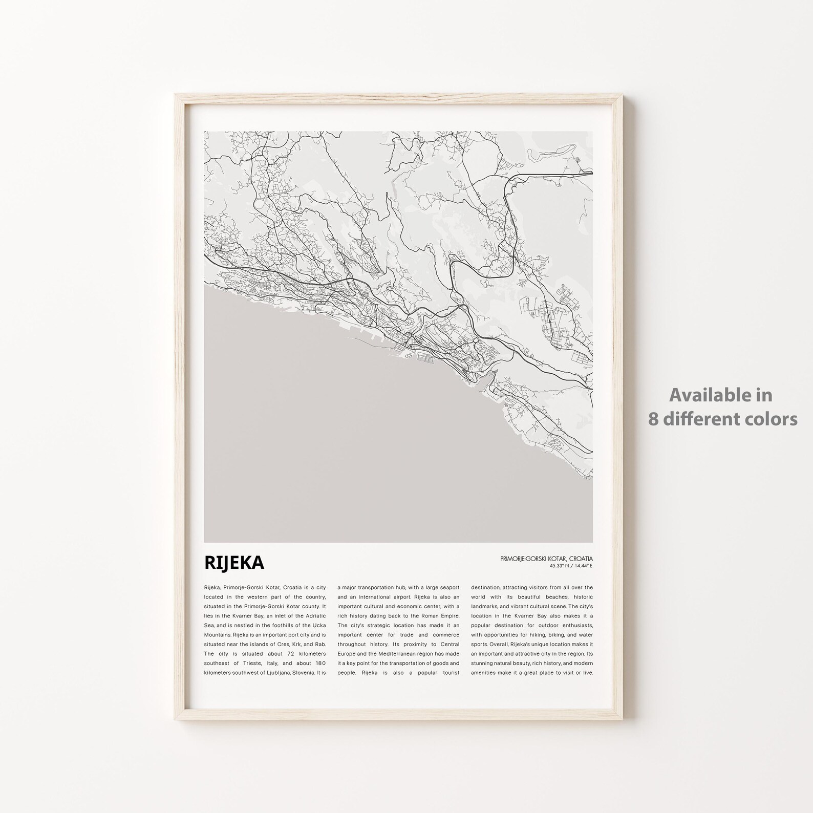 Rijeka Map Print, Rijeka Travel Map, Rijeka Wall Decor Art, Rijeka ...