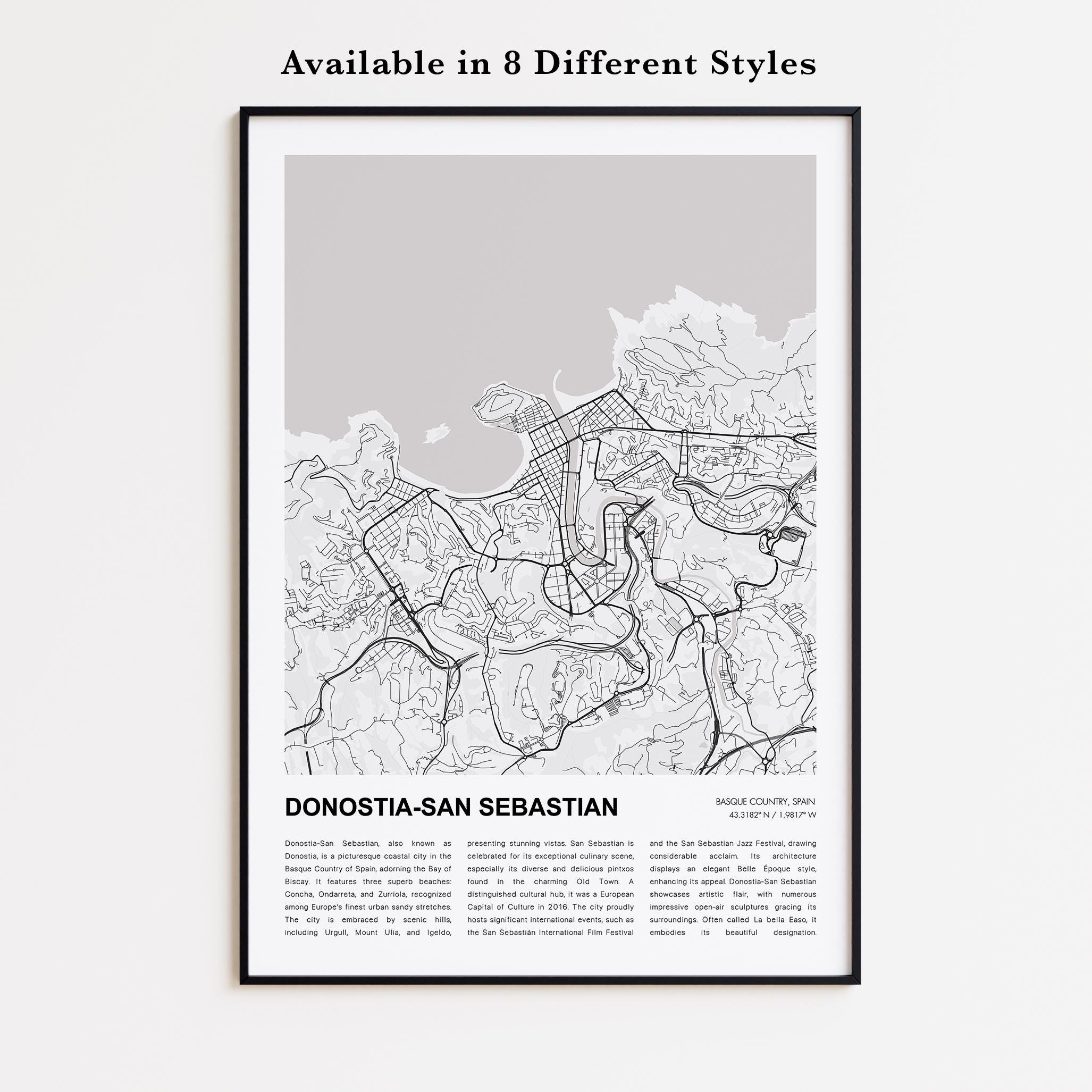 Donostia-san Sebastian Map Print, Donostia-san Sebastian Travel Map ...