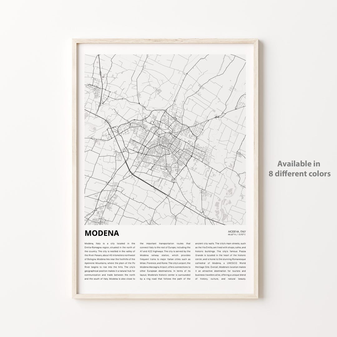 Modena Map Print, Modena Travel Map, Modena Wall Decor Art, Modena ...