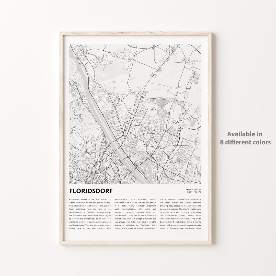 Floridsdorf Map Print, Floridsdorf Travel Map, Floridsdorf Wall Decor ...