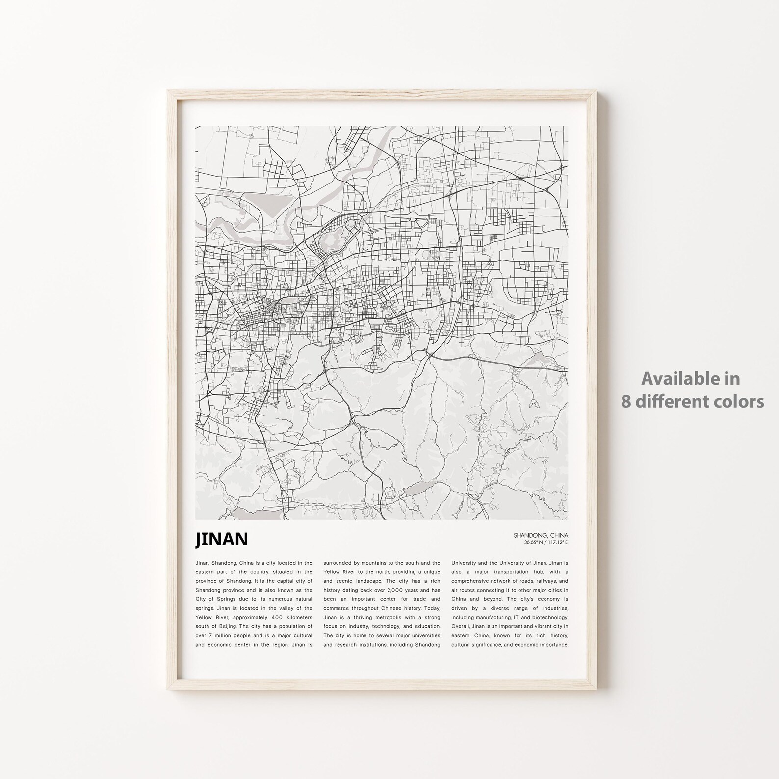 Jinan Map Print, Jinan Travel Map, Jinan Wall Decor Art, Jinan Shandong ...