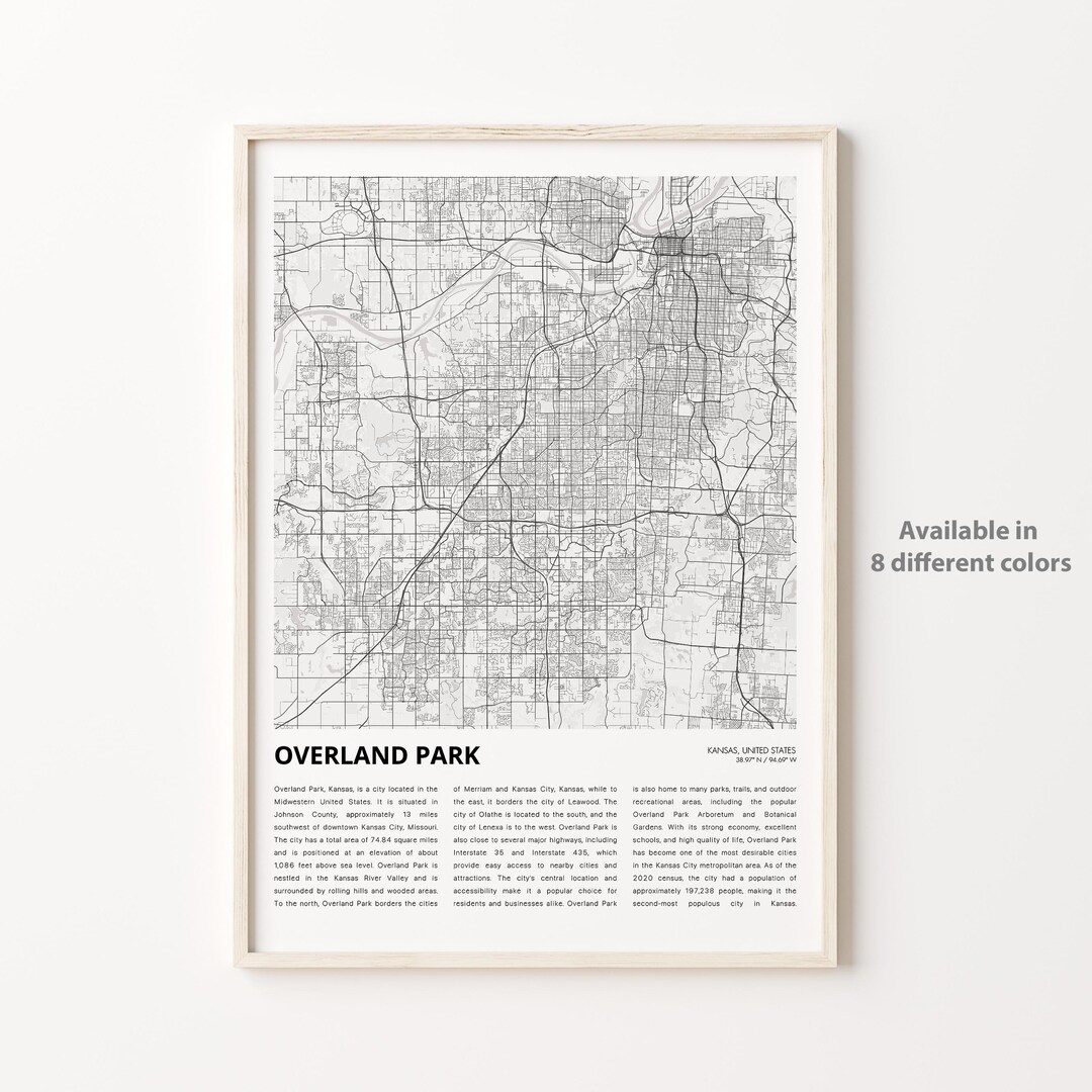 Overland Park Map Print, Overland Park Travel Map, Overland Park Wall ...
