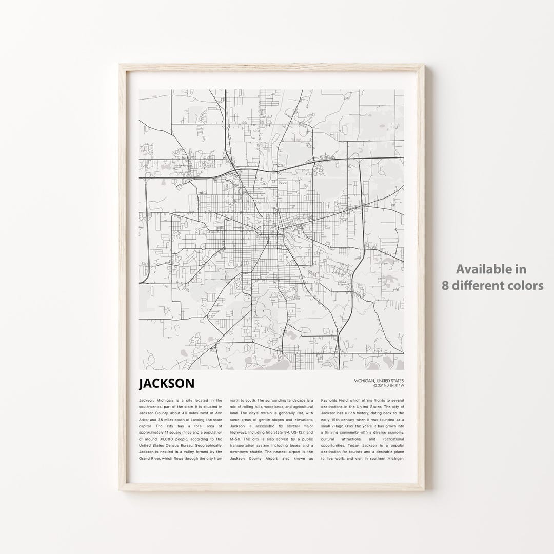 Jackson Map Print, Jackson Travel Map, Jackson Wall Decor Art, Jackson ...
