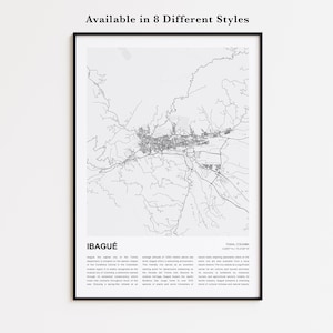 Ibagué Map Print, Ibagué Travel Map, Ibagué Wall Decor Art, Ibagué ...