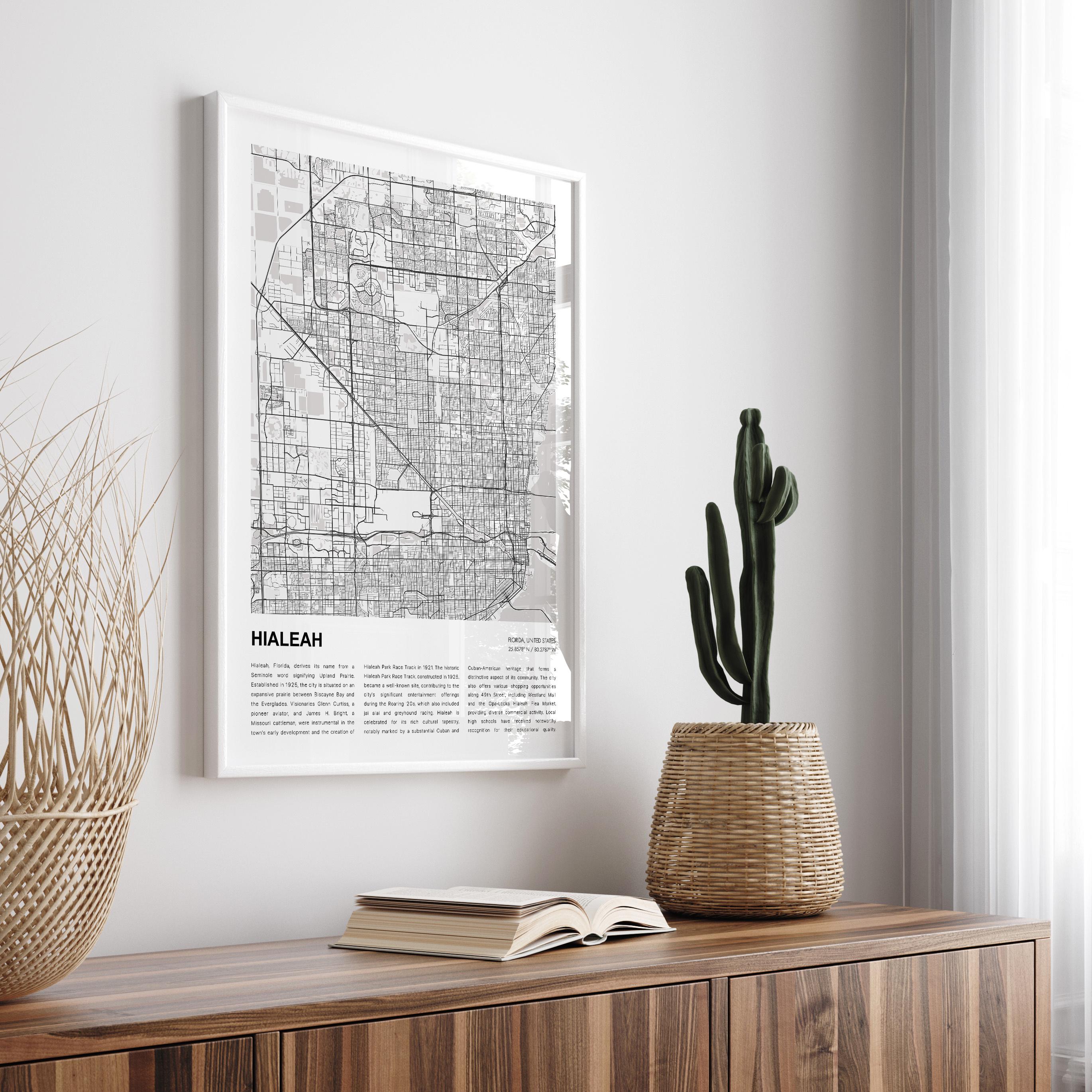 Hialeah Map Print, Hialeah Travel Map, Hialeah Wall Decor Art, Hialeah ...