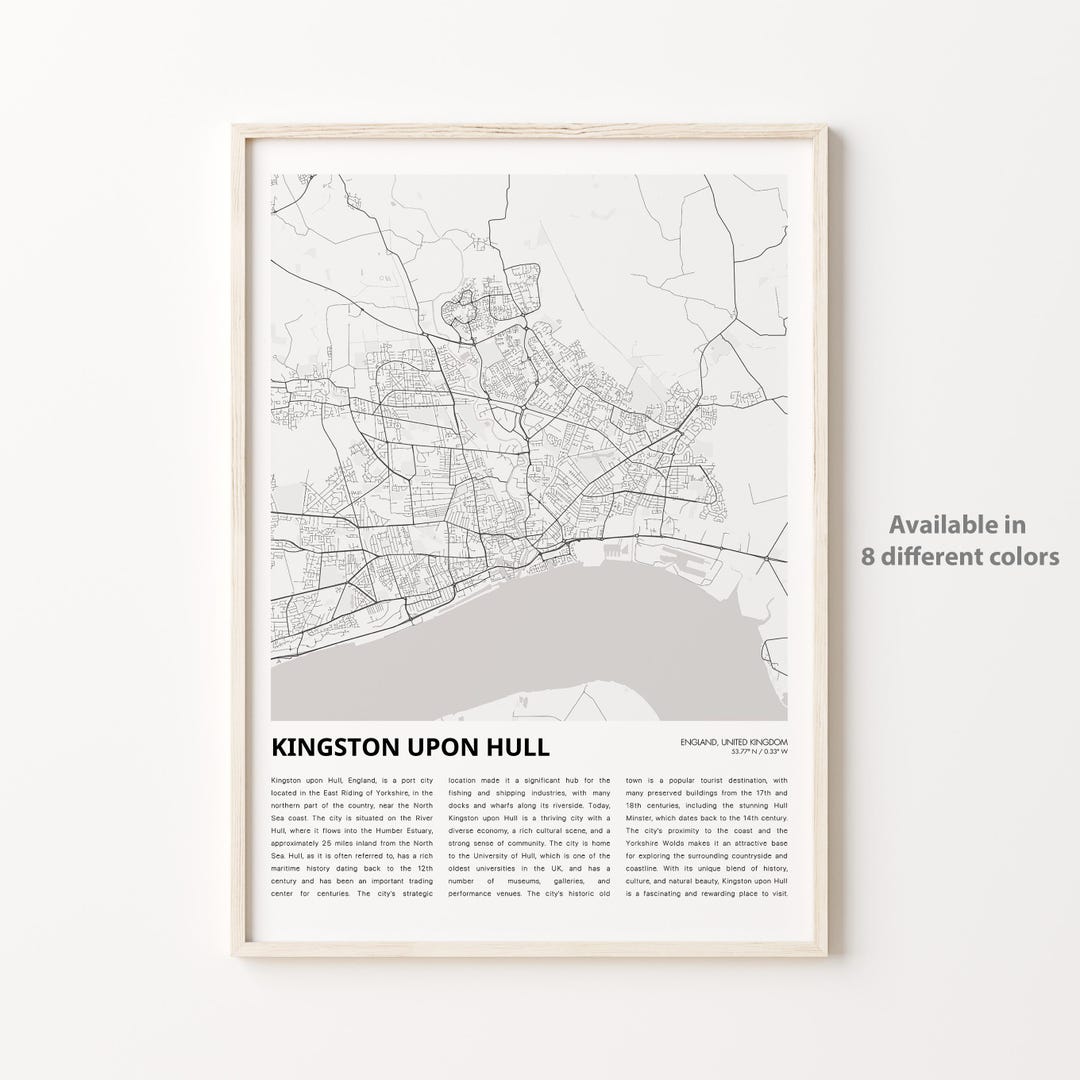 Kingston Upon Hull Map Print, Kingston Upon Hull Travel Map, Kingston ...