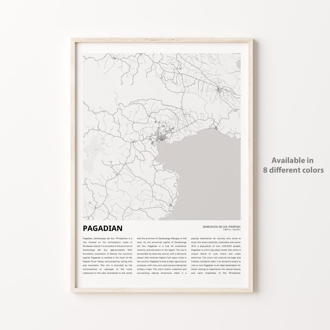 Pagadian Map Print, Pagadian Travel Map, Pagadian Wall Decor Art ...