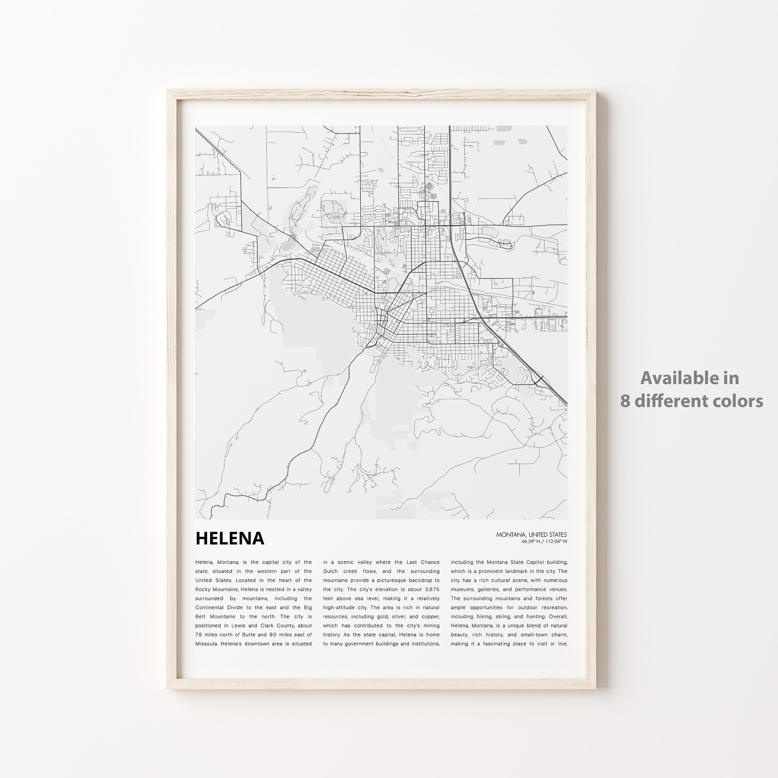 Helena Map Print, Helena Travel Map, Helena Wall Decor Art, Helena ...