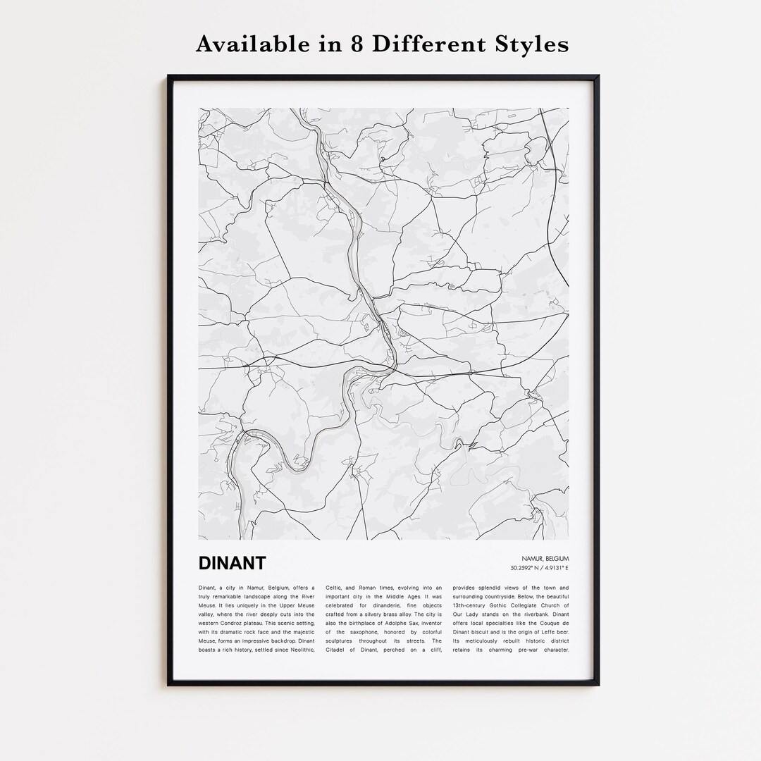 Dinant Map Print, Dinant Travel Map, Dinant Wall Decor Art, Dinant ...