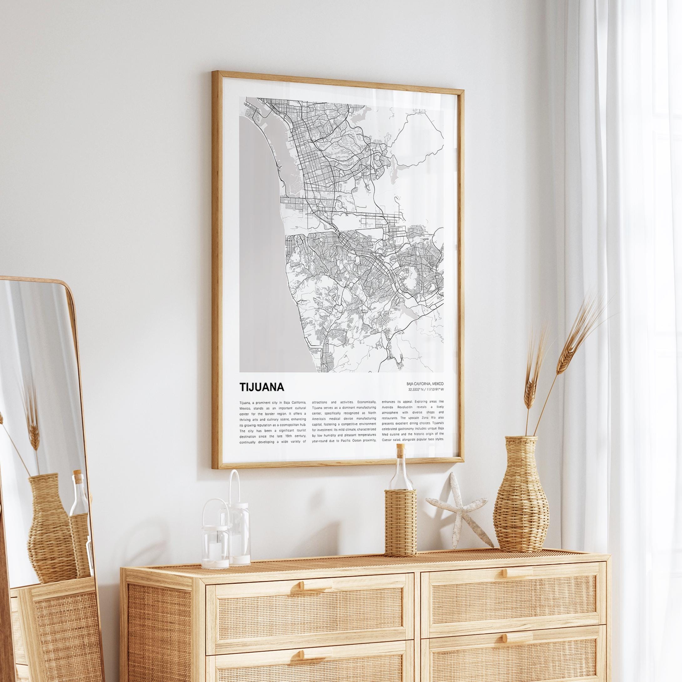 Tijuana Map Print, Tijuana Travel Map, Tijuana Wall Decor Art, Tijuana ...