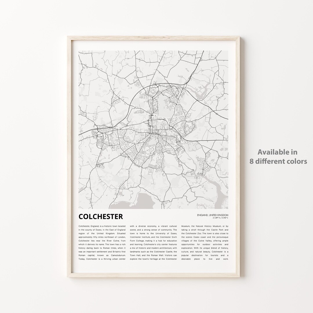 Colchester Map Print, Colchester Travel Map, Colchester Wall Decor Art ...