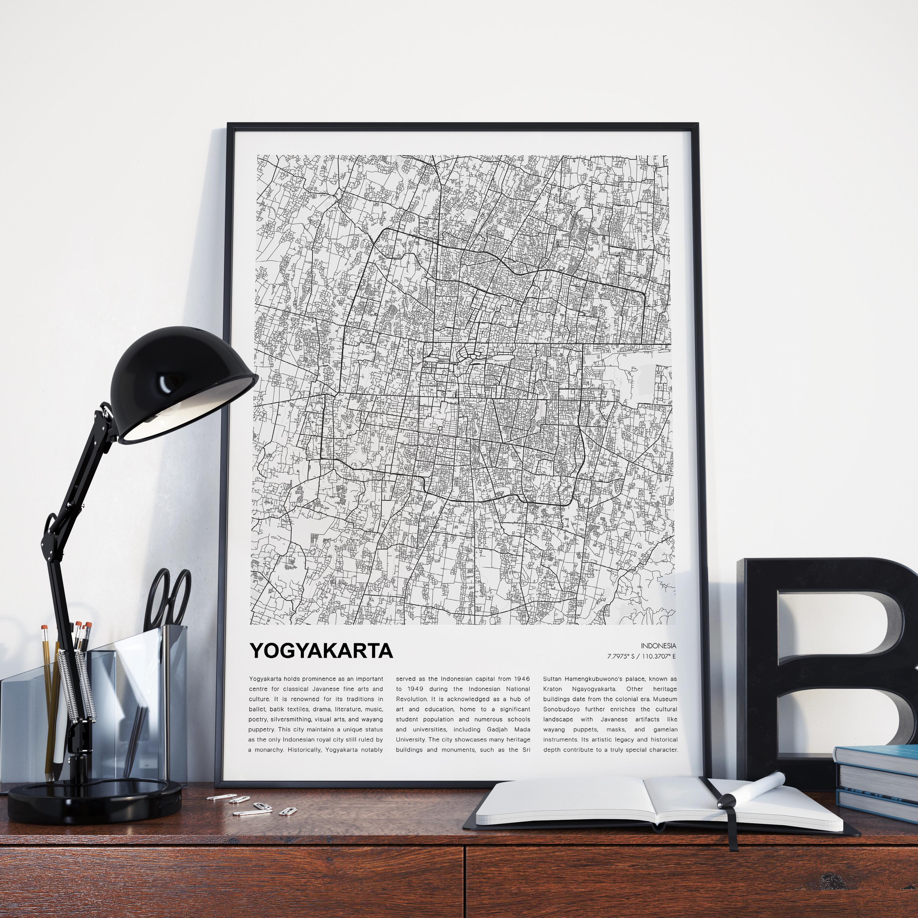 Yogyakarta City Map Print, Yogyakarta City Travel Map, Yogyakarta City ...