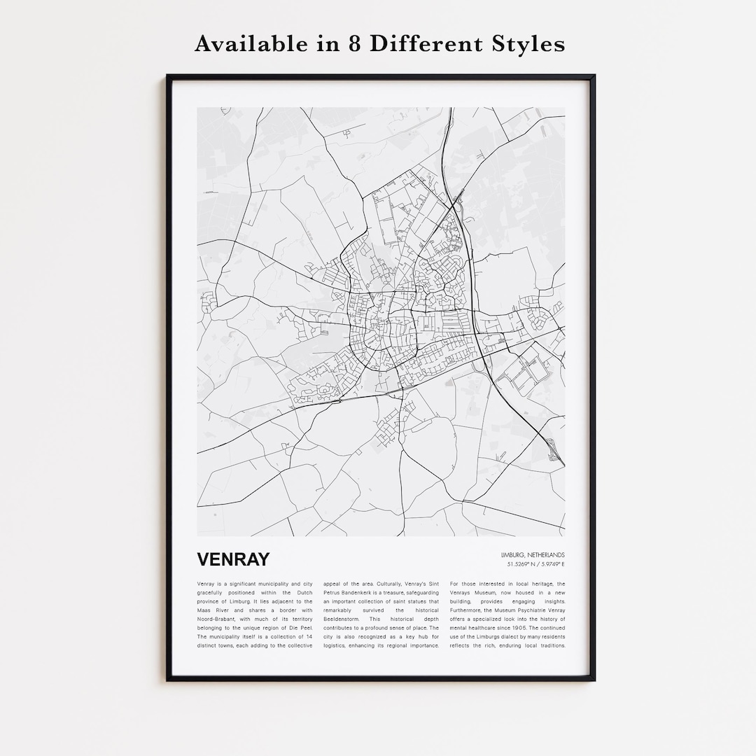 Venray Map Print, Venray Travel Map, Venray Wall Decor Art, Venray ...