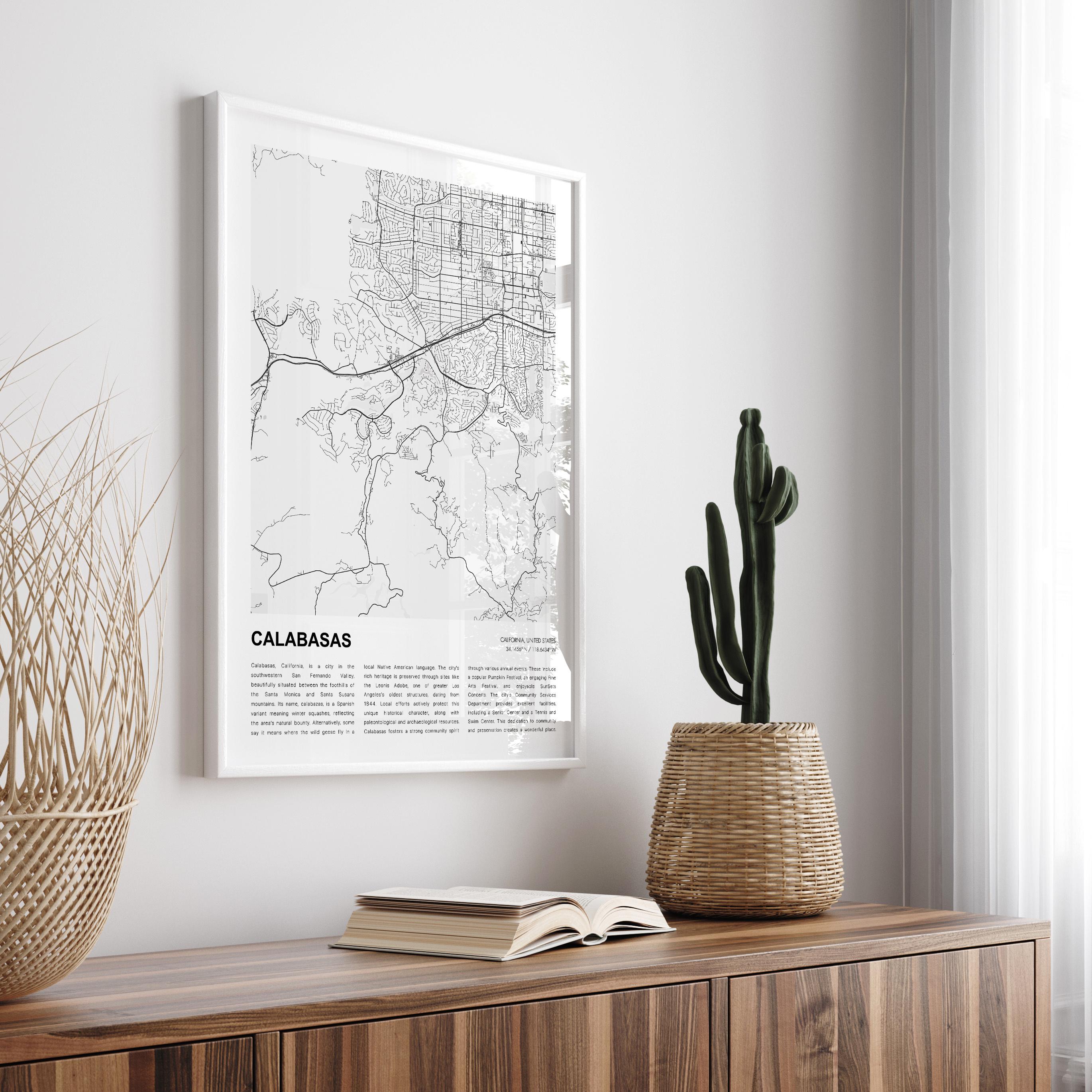 Calabasas Map Print, Calabasas Travel Map, Calabasas Wall Decor Art ...