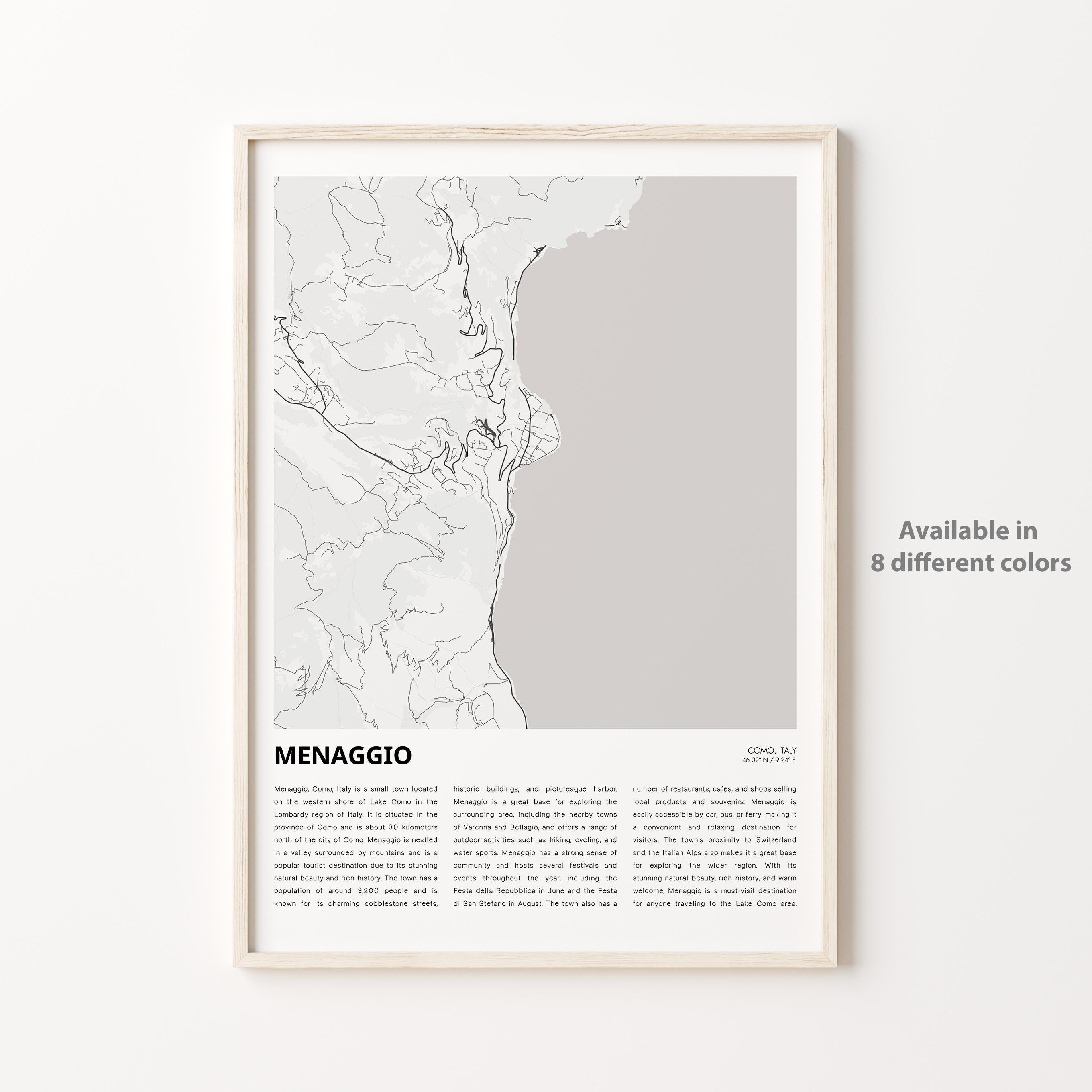 Menaggio Map Print, Menaggio Travel Map, Menaggio Wall Decor Art ...