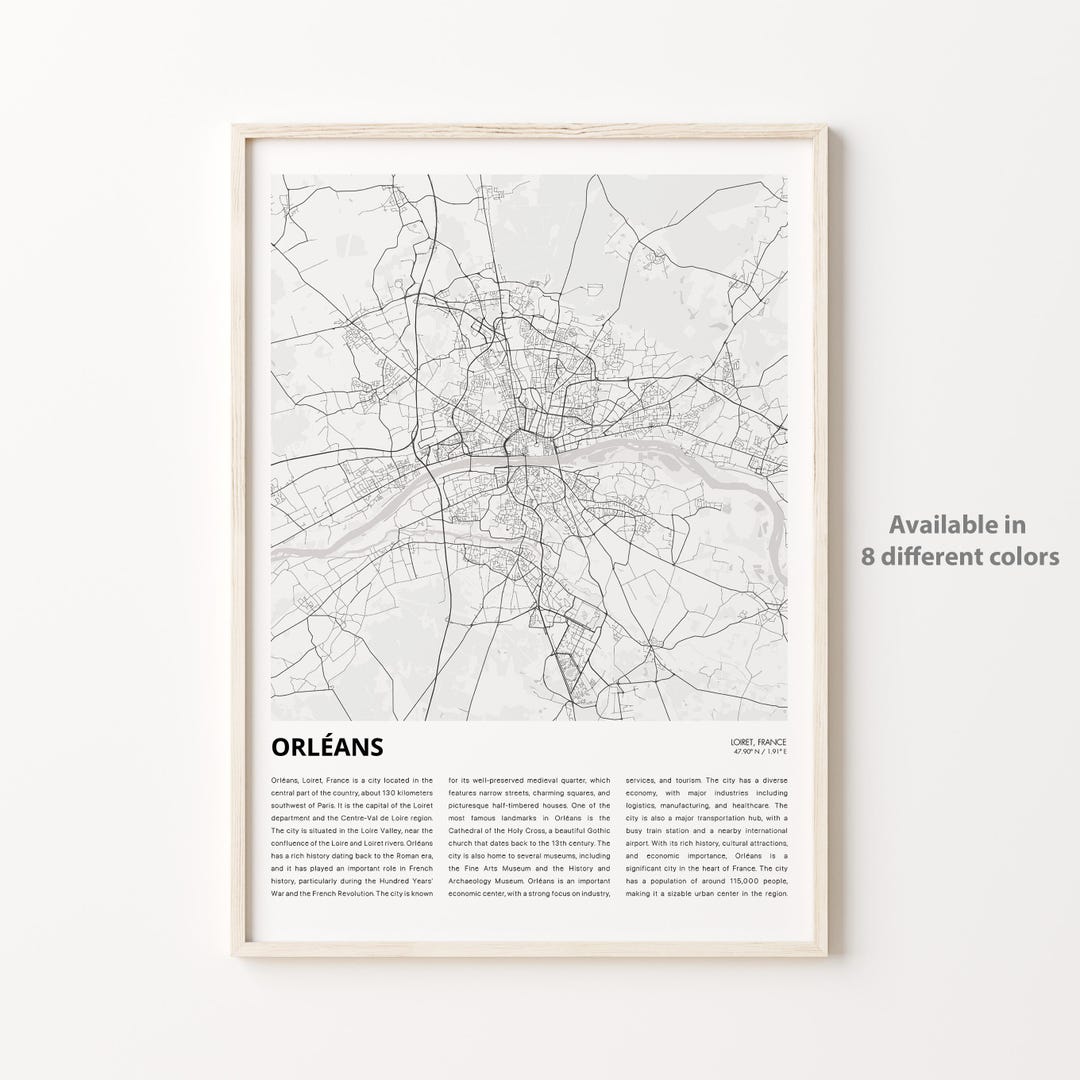 Orléans Map Print, Orléans Travel Map, Orléans Wall Decor Art, Orléans ...
