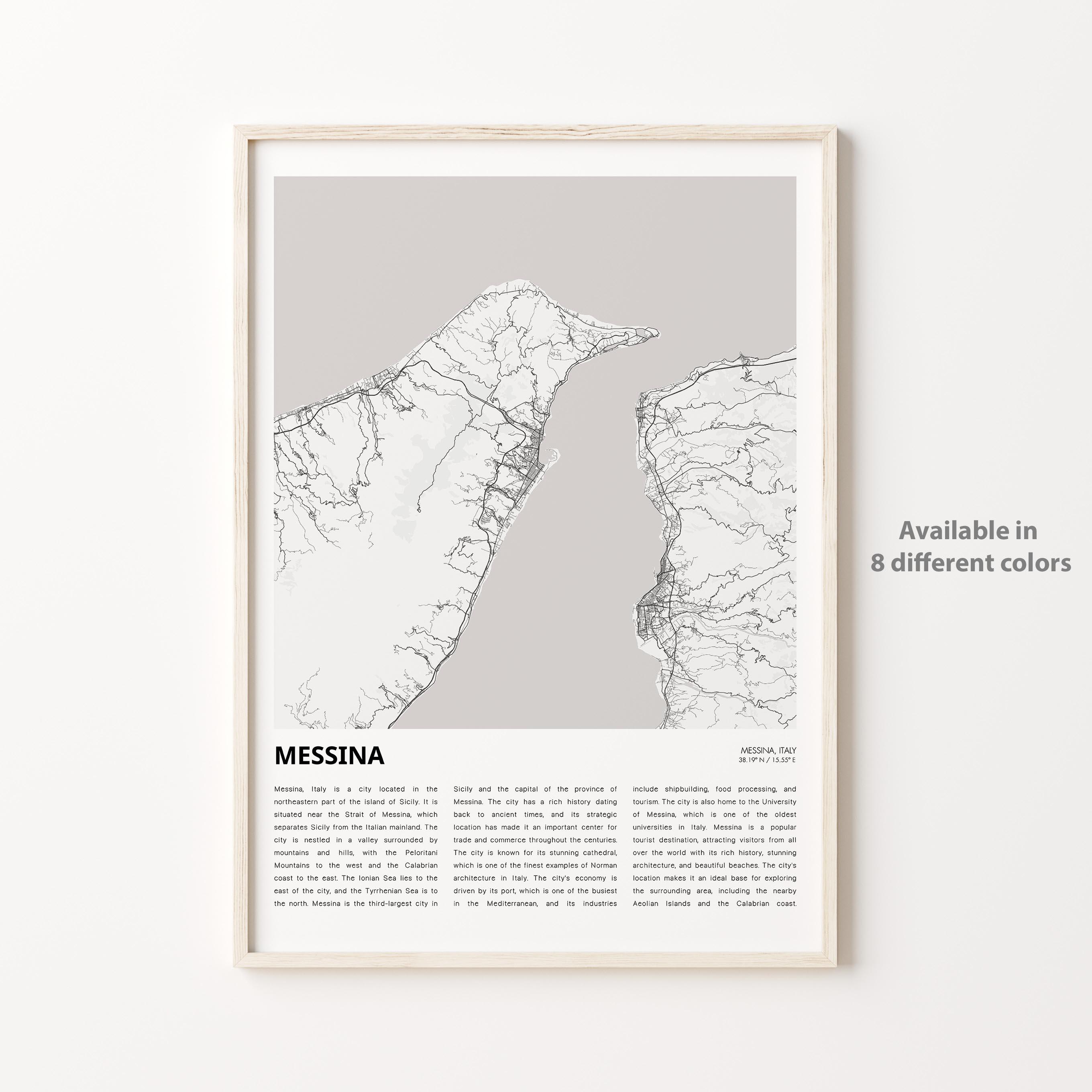 Messina Map Print, Messina Travel Map, Messina Wall Decor Art, Messina ...