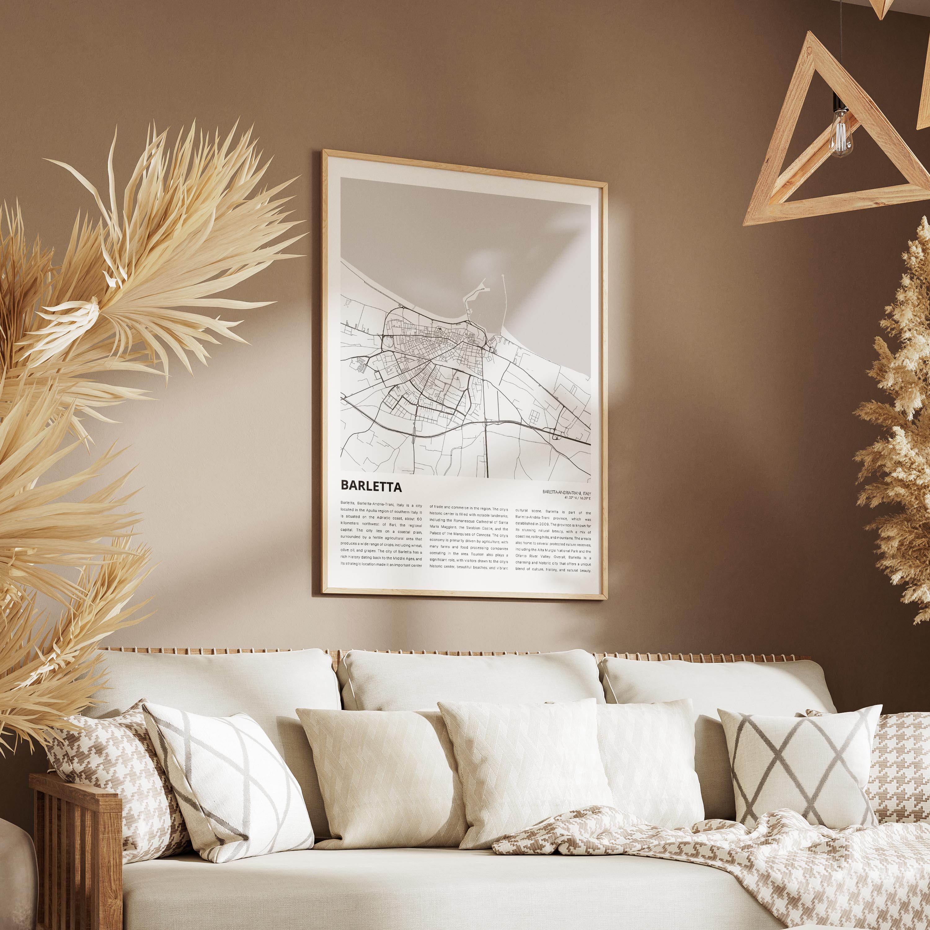 Barletta Map Print, Barletta Travel Map, Barletta Wall Decor Art ...