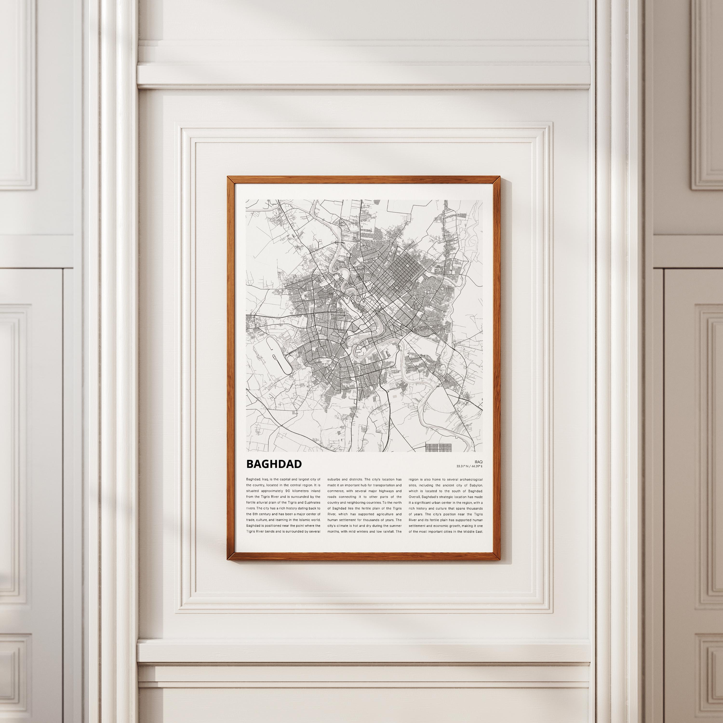 Baghdad Map Print, Baghdad Travel Map, Baghdad Wall Decor Art, Baghdad ...