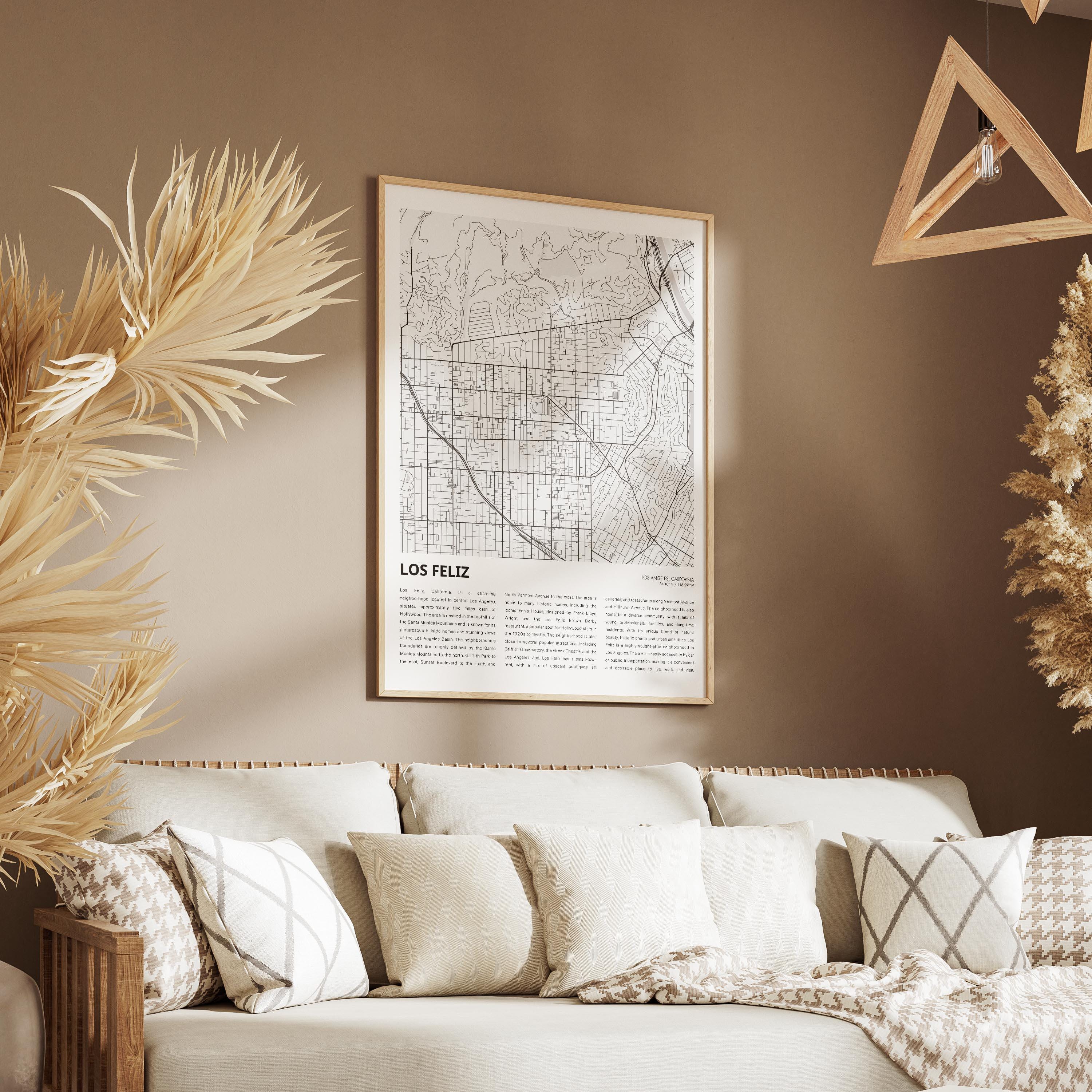 Los Feliz Map Print, Los Feliz Travel Map, Los Feliz Wall Decor Art ...