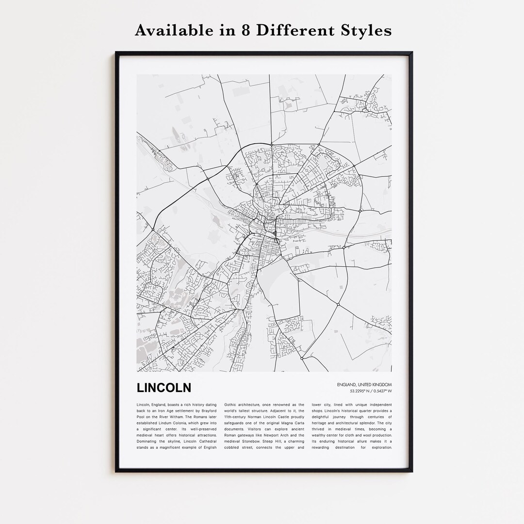 Lincoln Map Print, Lincoln Travel Map, Lincoln Wall Decor Art, Lincoln ...