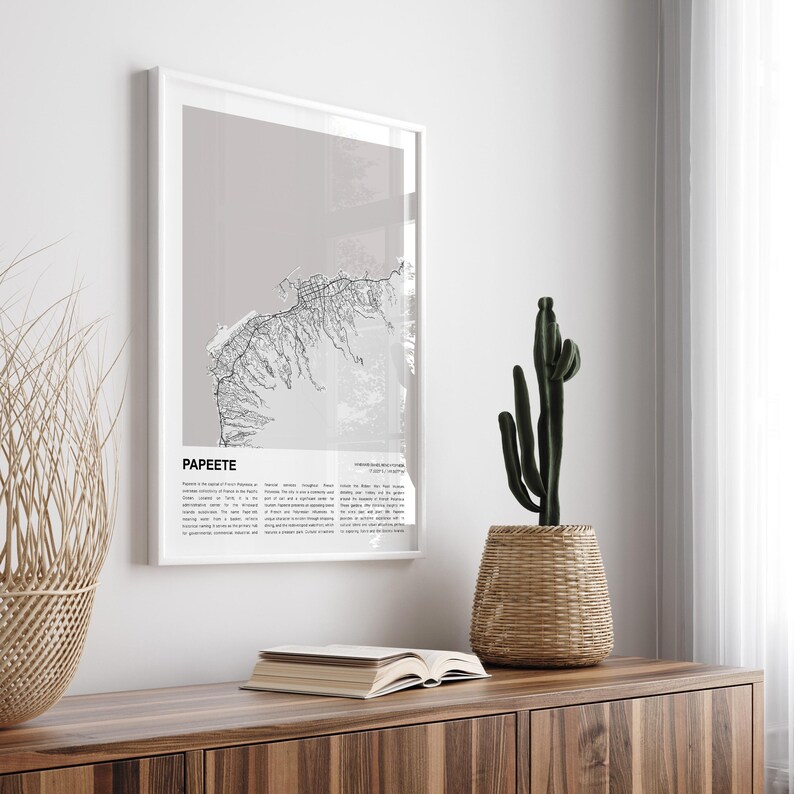Papeete Map Print, Papeete Travel Map, Papeete Wall Decor Art, Papeete ...