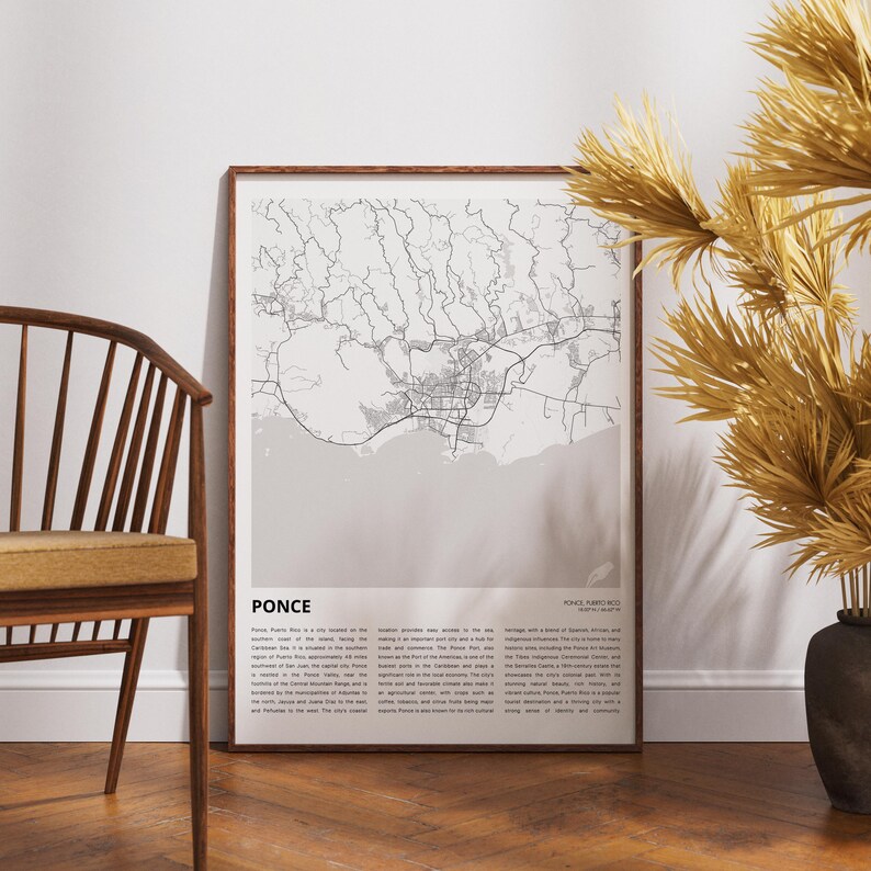 Ponce Map Print, Ponce Travel Map, Ponce Wall Decor Art, Ponce Ponce ...