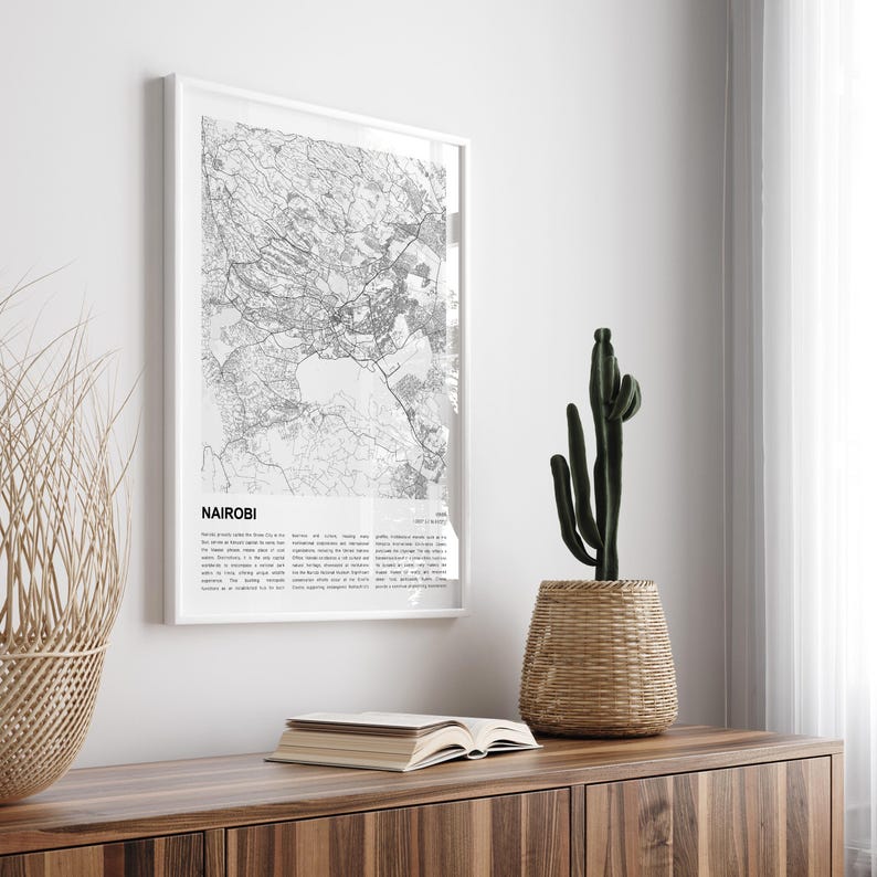 Nairobi Map Print, Nairobi Travel Map, Nairobi Wall Decor Art, Nairobi ...