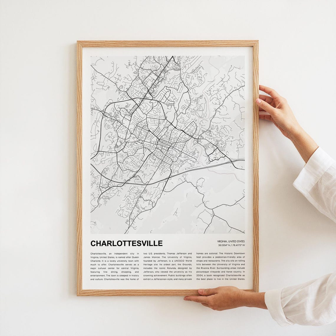Charlottesville Map Print, Charlottesville Travel Map, Charlottesville ...