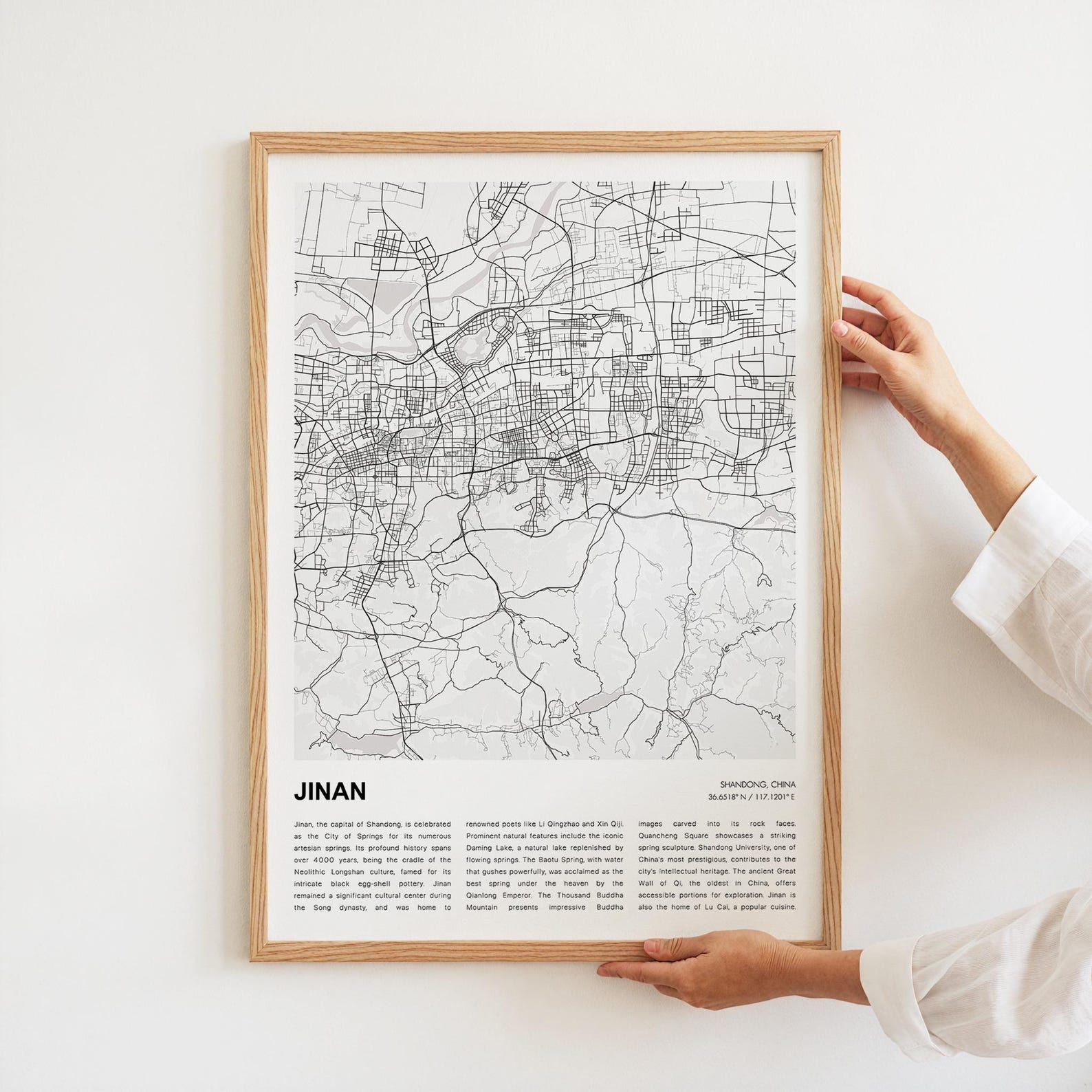 Jinan Map Print, Jinan Travel Map, Jinan Wall Decor Art, Jinan Shandong ...