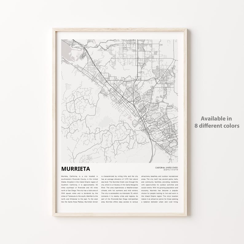 Murrieta Map Print, Murrieta Travel Map, Murrieta Wall Decor Art ...