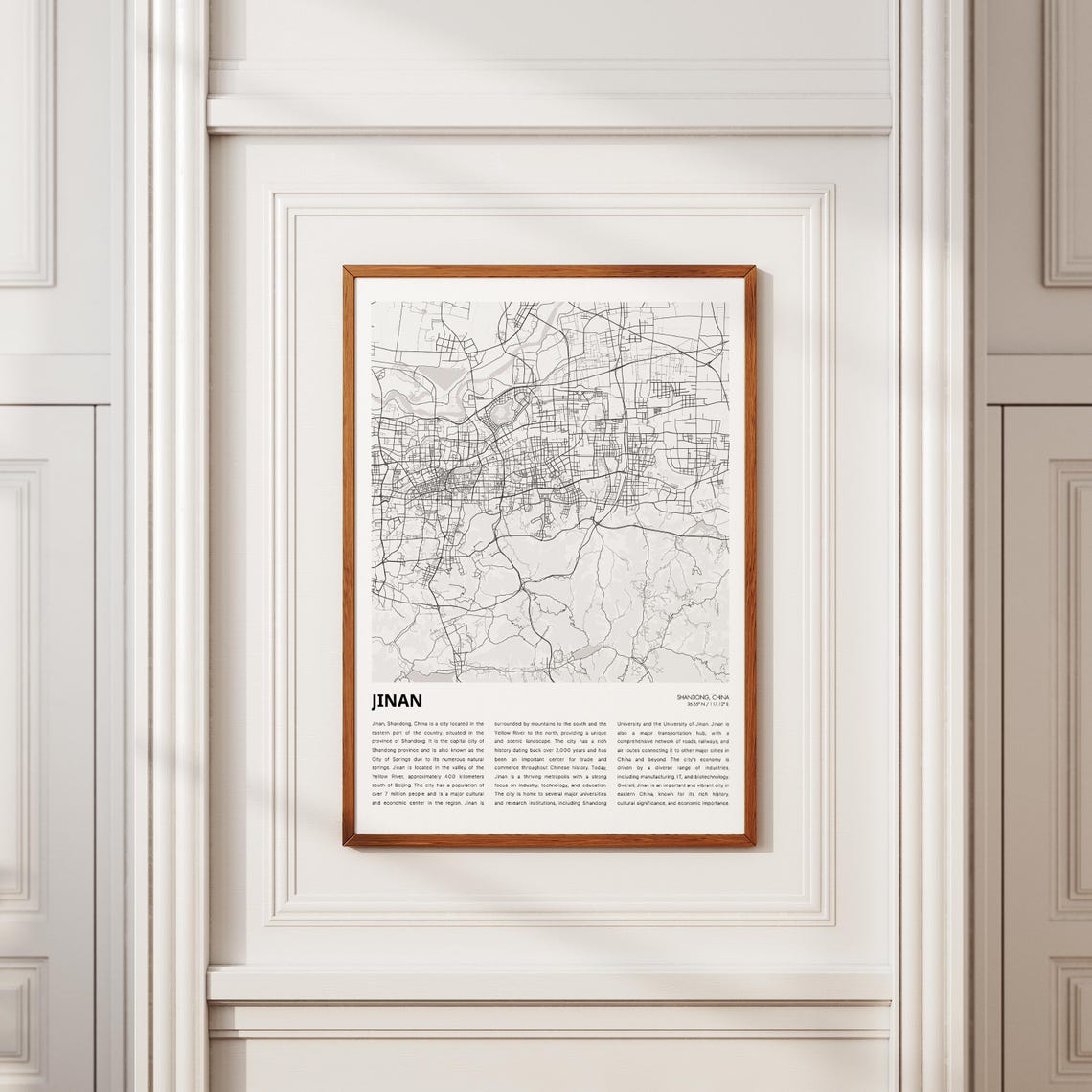Jinan Map Print, Jinan Travel Map, Jinan Wall Decor Art, Jinan Shandong ...